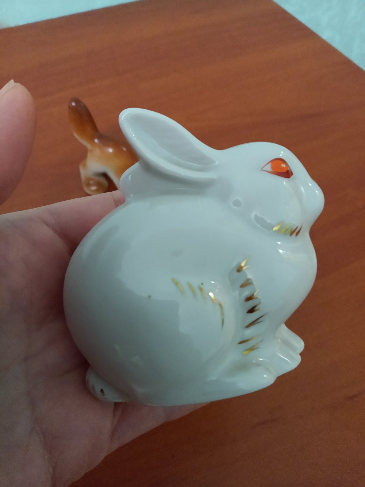 Porcelain Figurines of a Rabbit and a Foxlittle Porcelain Animalssoviet ...