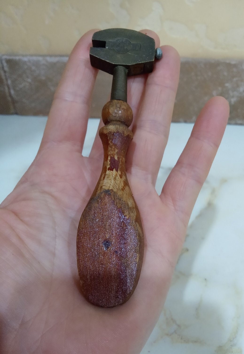 Vintage Bronze Glass Cutter With Wooden Handle. Soviet Diamond Glass ...