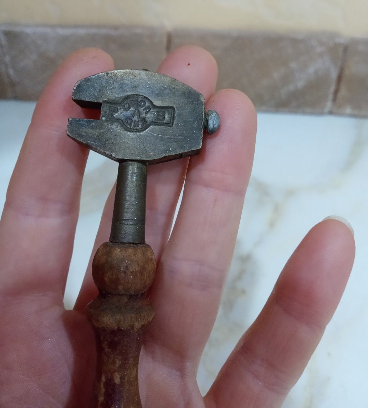 Vintage Bronze Glass Cutter With Wooden Handle. Soviet Diamond Glass ...