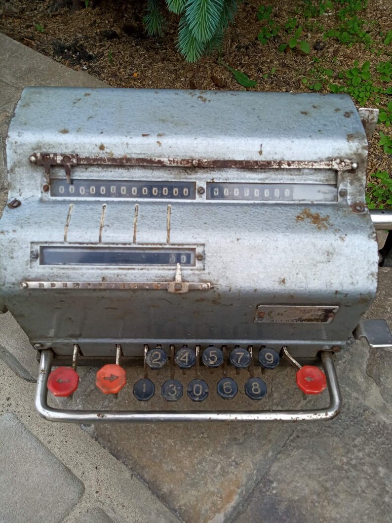 Vintage Metal Calculating Machine. Machine of Mechanical Calculation ...