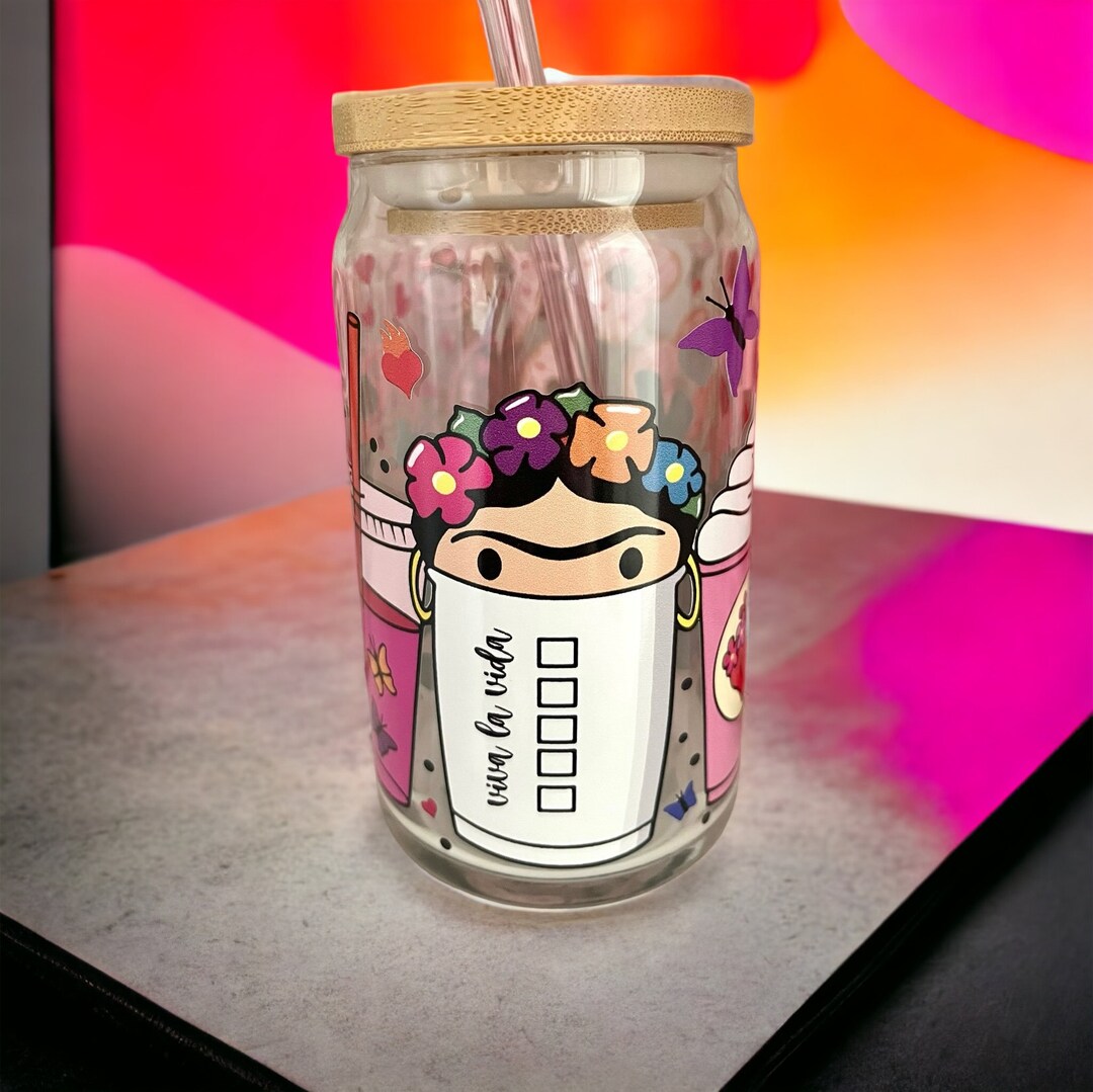 Frida Viva La Vida Cup, Frida Beer Can Glass, Frida Kahlo Cup, Libbey ...