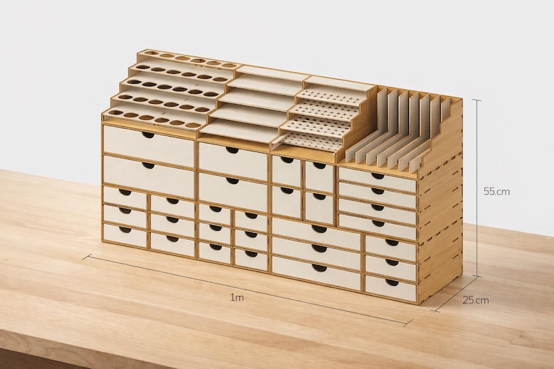 Modular Desk Organizer Bundle: Laser Cut Files (DXF SVG PDF) | Hobby ...