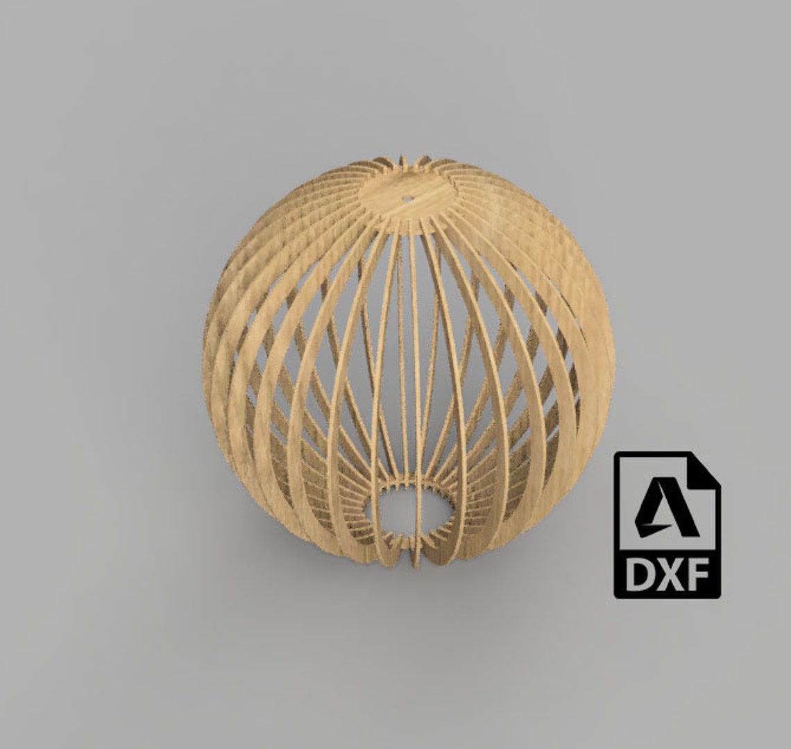 Globe Lamp Shade: Laser Cut Files (DXF SVG PDF) | Wood Pendant Light ...