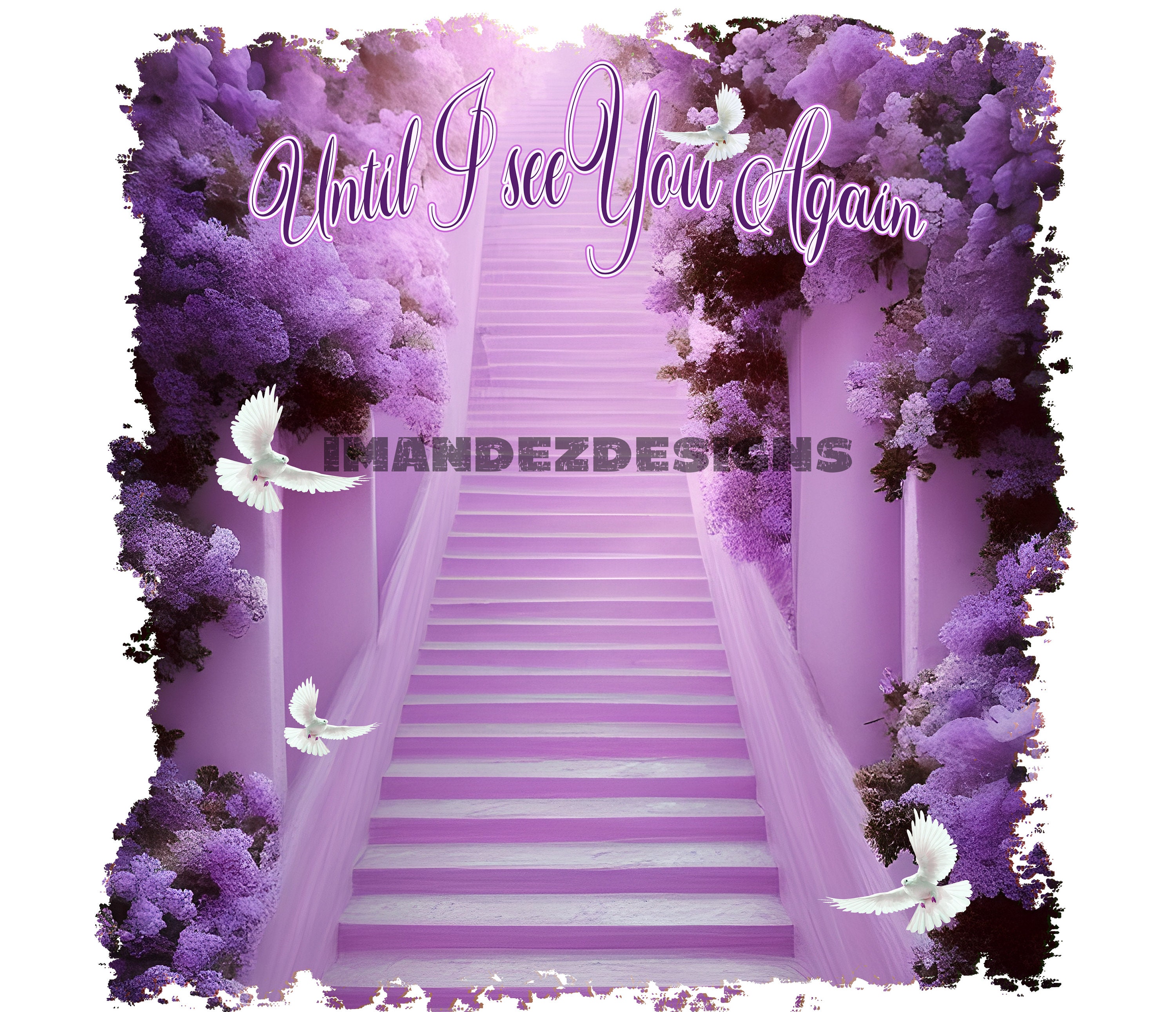 Purple Memorial Template PNG, Instant Download, Printable Funeral RIP ...