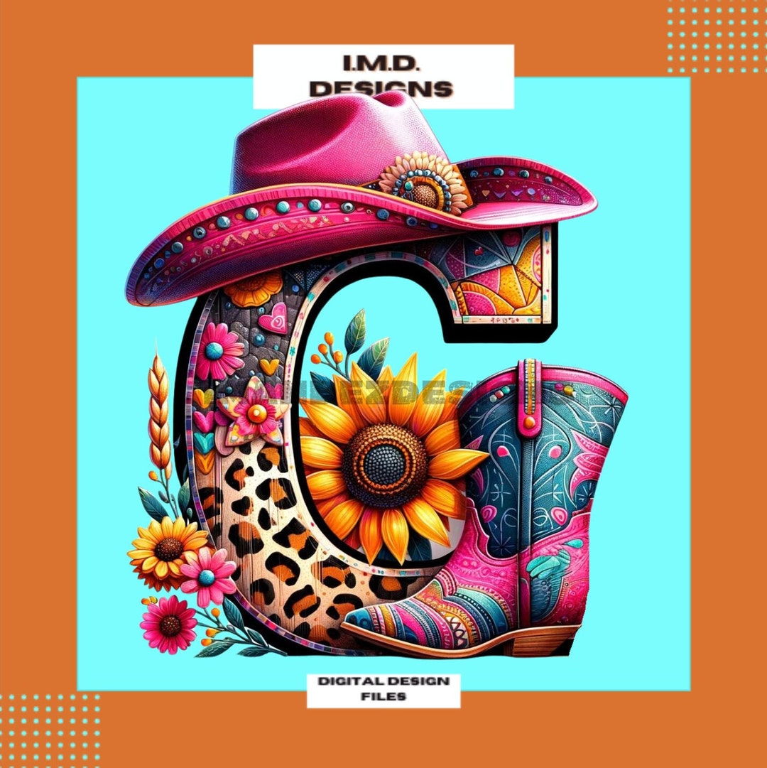 Western Monogram Letter, Personalized Cowboy Letter C, Rustic Letter ...