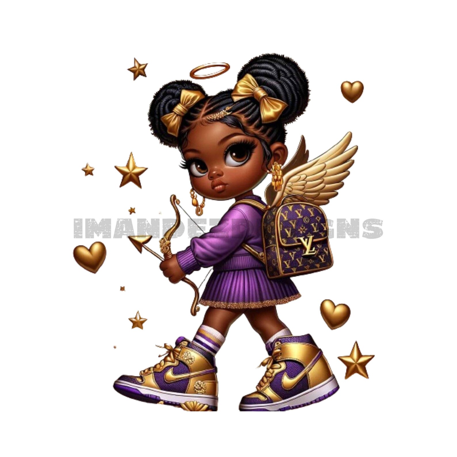Chibi Girl Clipart, Stylish Cupid With Her Bow Png, Cute Valentine ...