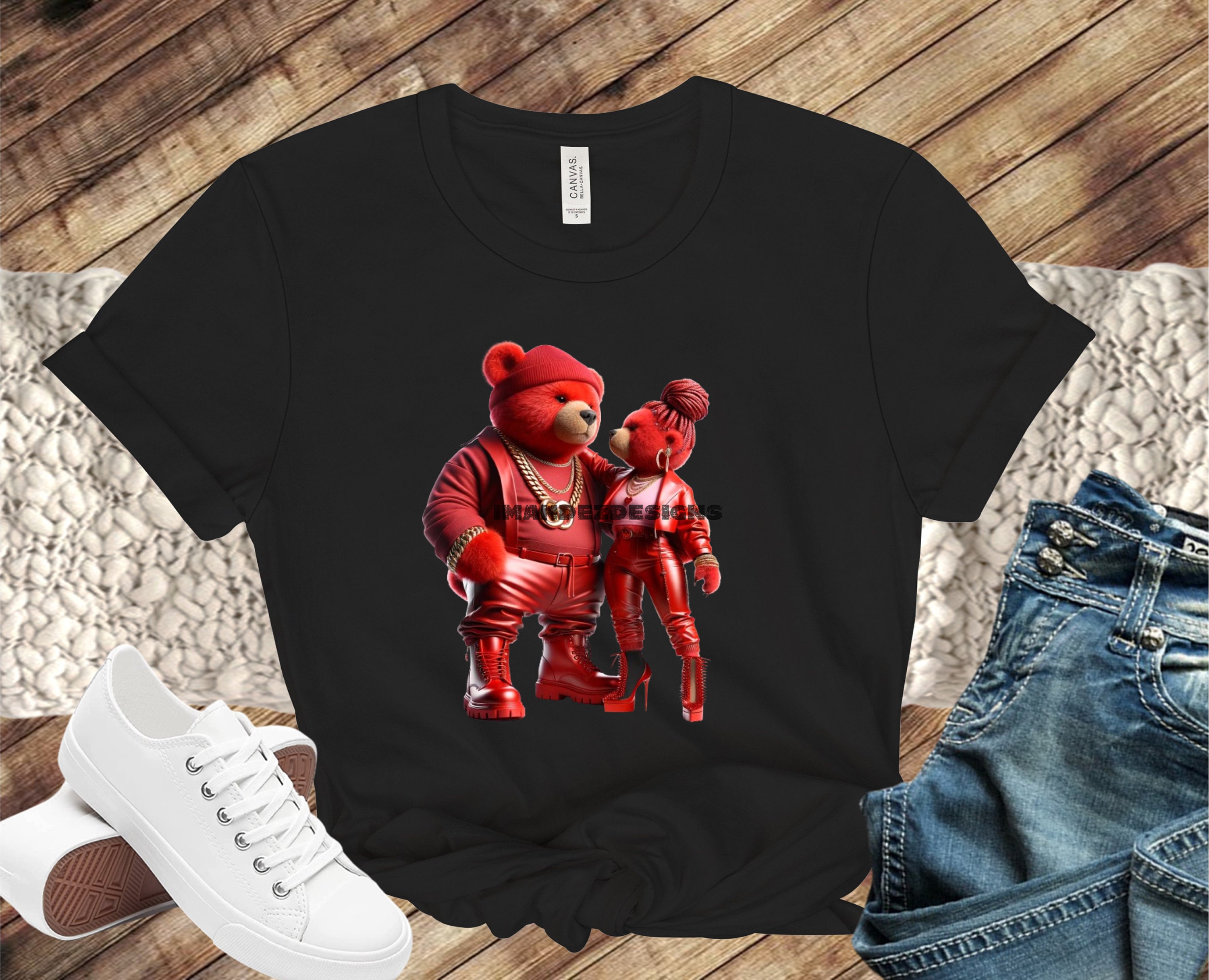 Digital Valentine Teddy Bear, Printable Valentine Red Teddy Bear Art ...