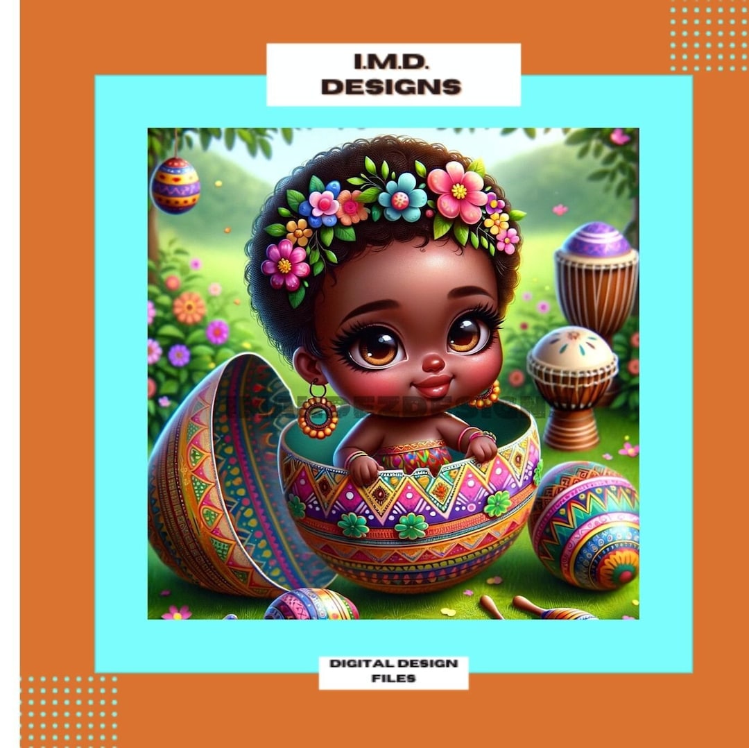 Easter Basket Png, Spring Png, African American Girl Easter Design ...