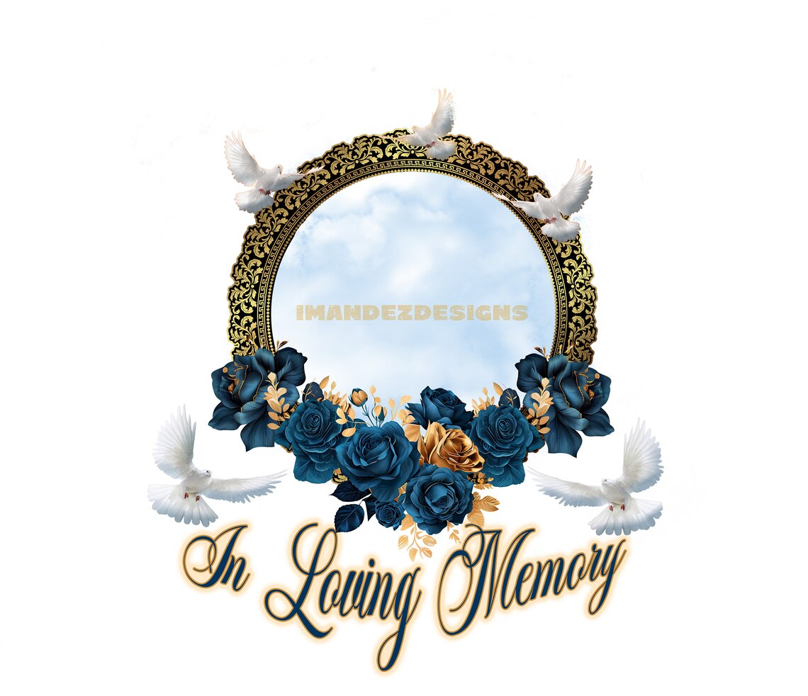 Blue & Gold Memorial Template: Photoshop Background (PSD, Instant ...