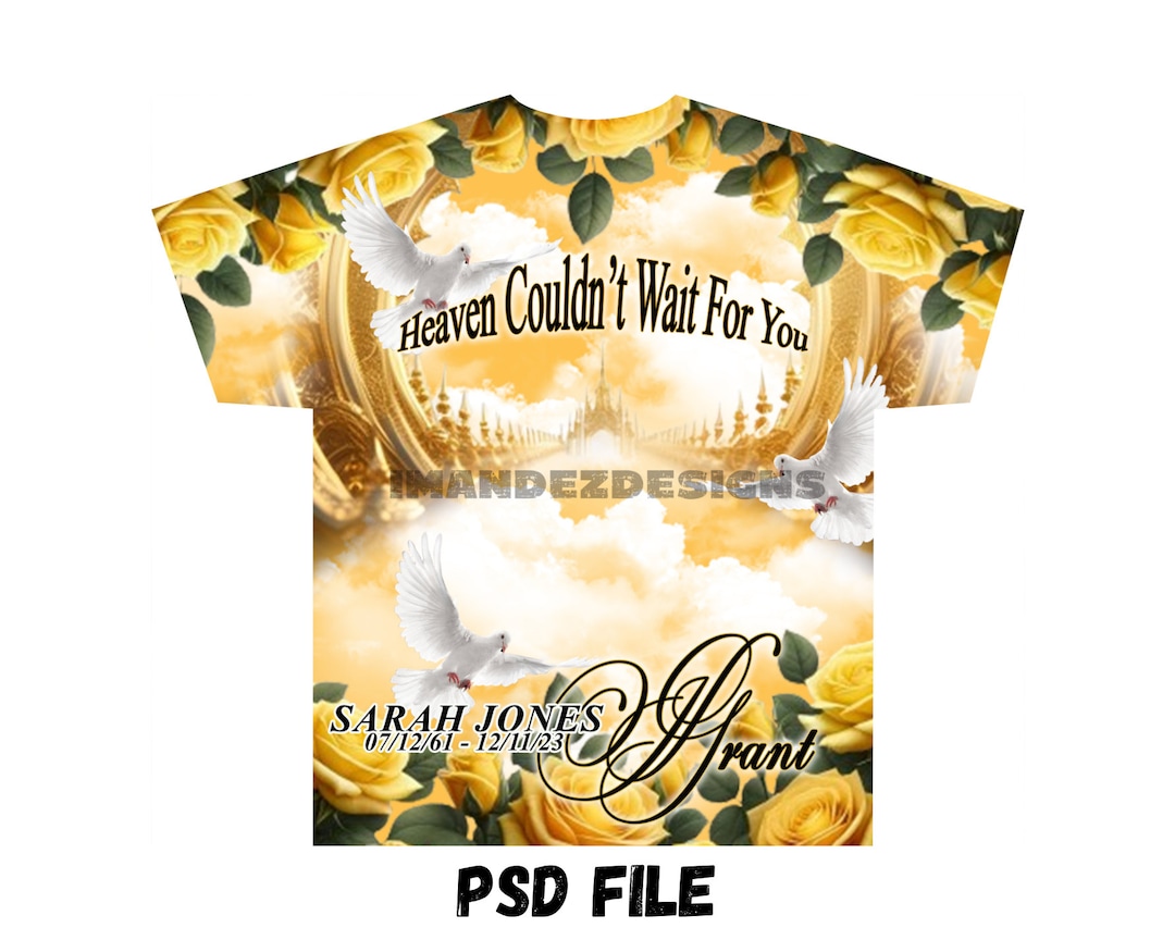 PHOTOSHOP Rip Template, Memorial Template Psd, Yellow Gold Floral ...