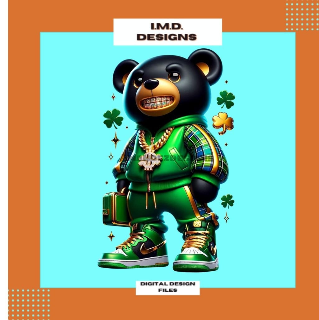 Cool Irish Bear Png, St Patricks Day PNG, Urban Leprechaun Art, Street ...