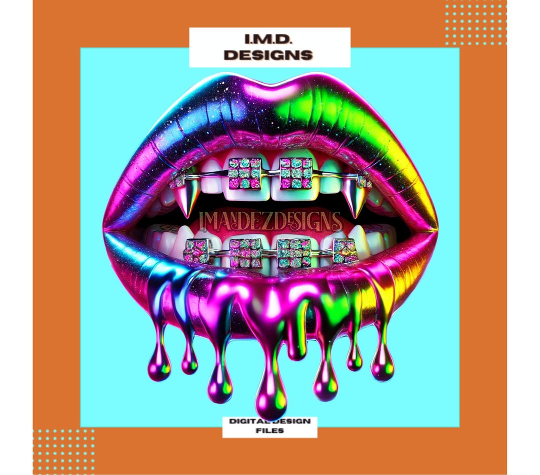 Dripping Chrome Lips Clipart, Lip Gloss Clipart, Stylish Png, Urban ...