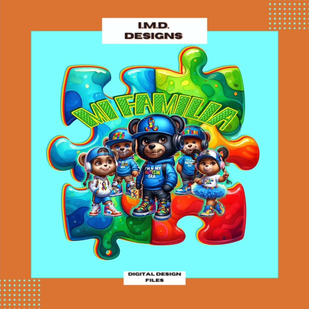 Printable Autism Art, Autism Digital Download, Cute Bear Digital ...