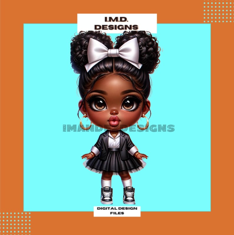Chibi Girls Clipart Black Chibi Girl Png Chibi Stickers Printable Design Digital Chibi