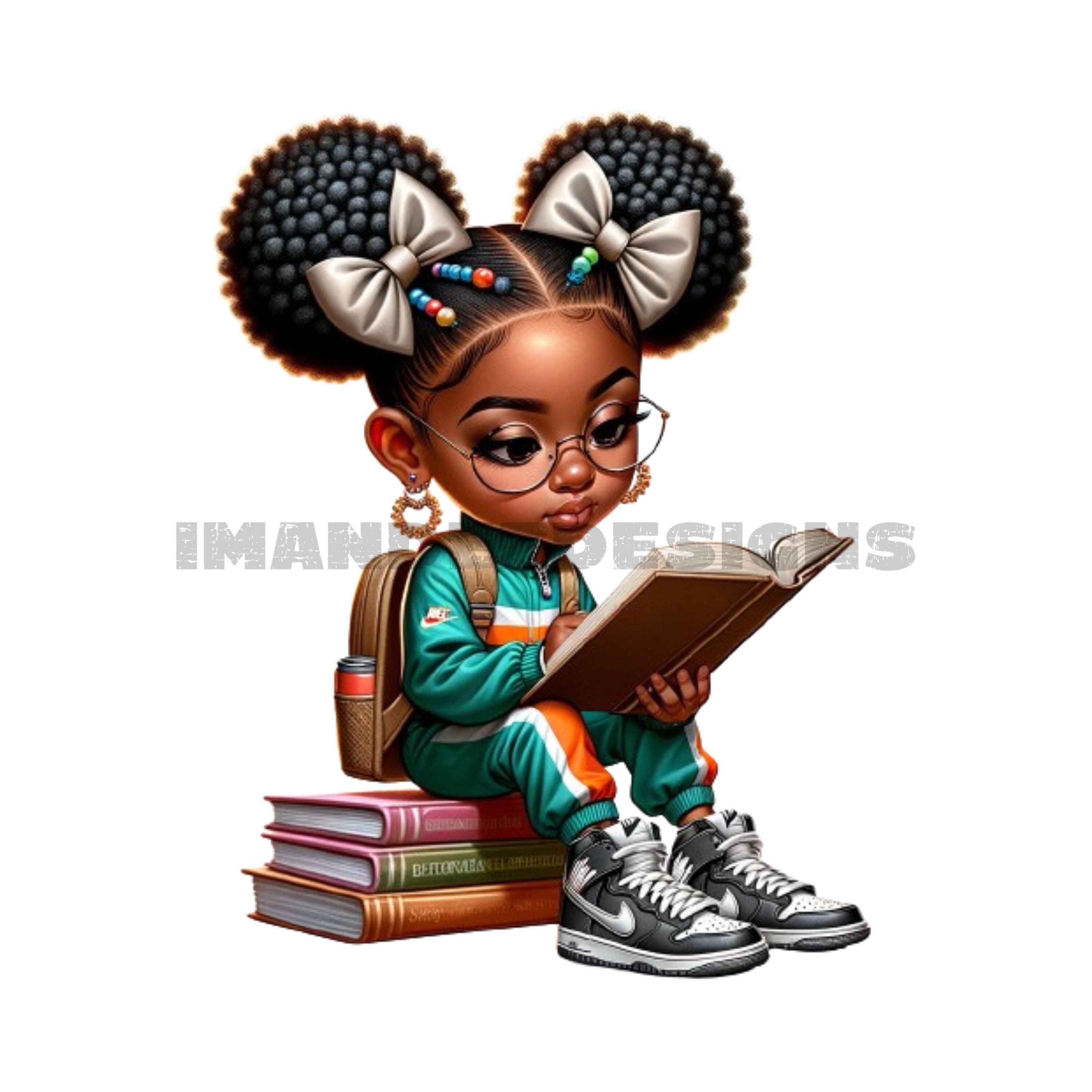 Little Girl Sitting on Books Reading Clipart, Chibi Girl Png, Cute ...