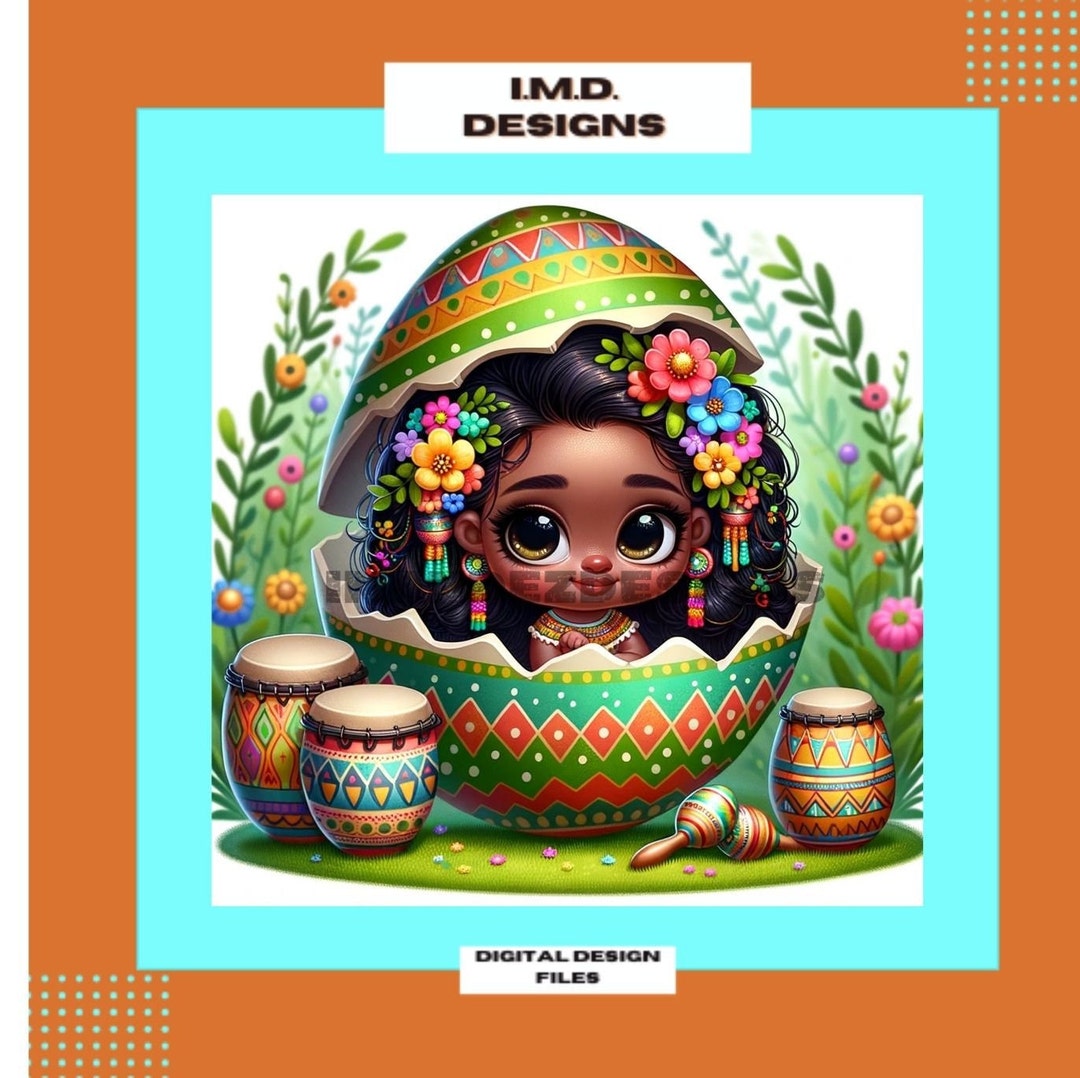 Easter Egg Clipart, Easter Egg Png, African American Girl Easter Design ...