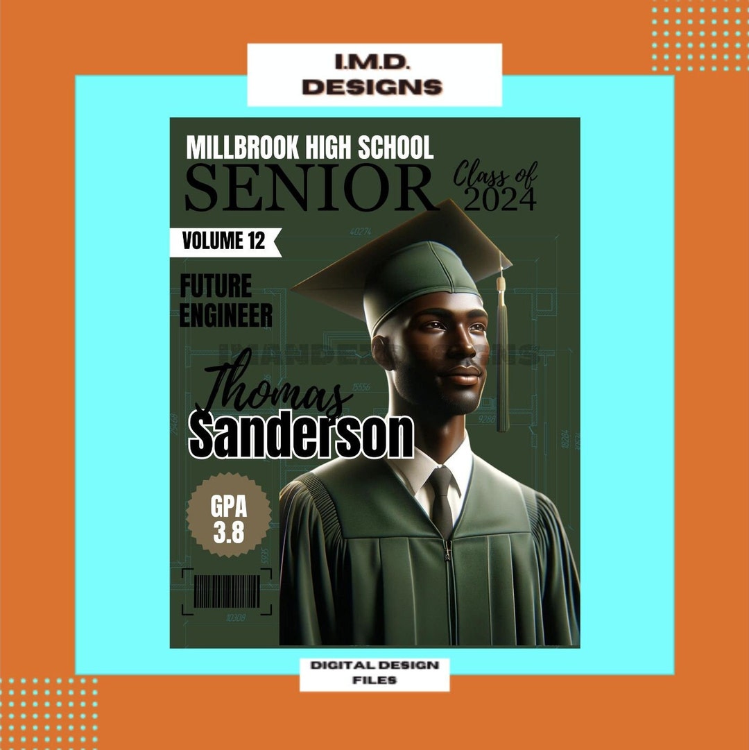 Editable Magazine Template, College Graduation Cover, Personalized ...