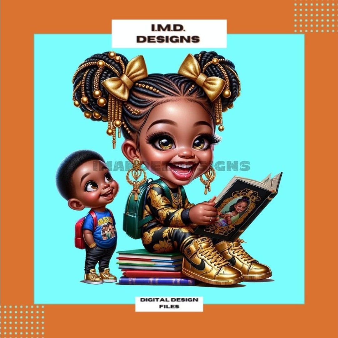 Digital Chibi Download, Chibi Kids Clipart, Little Girl Reading to ...