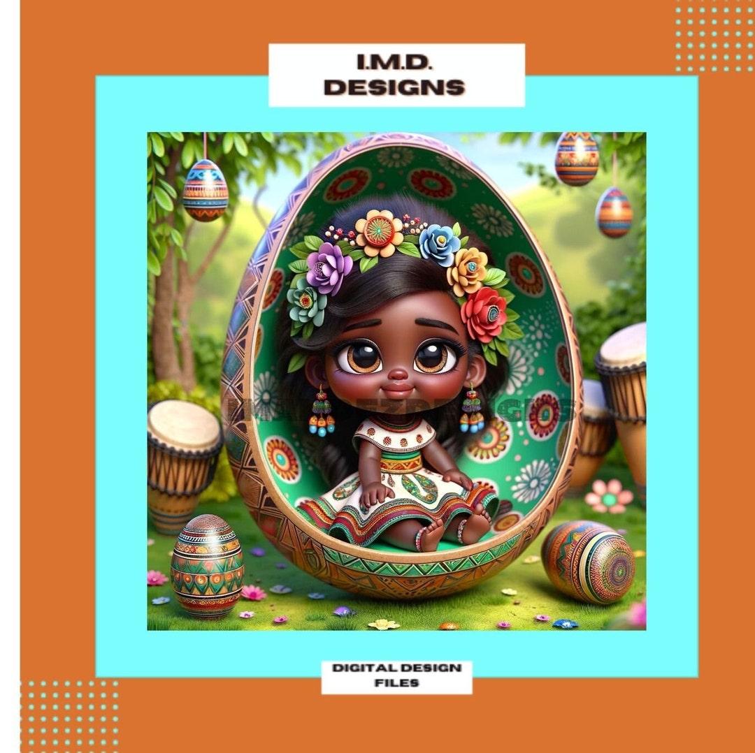 Easter Egg Clipart, Spring Png, African American Girl Easter Design ...