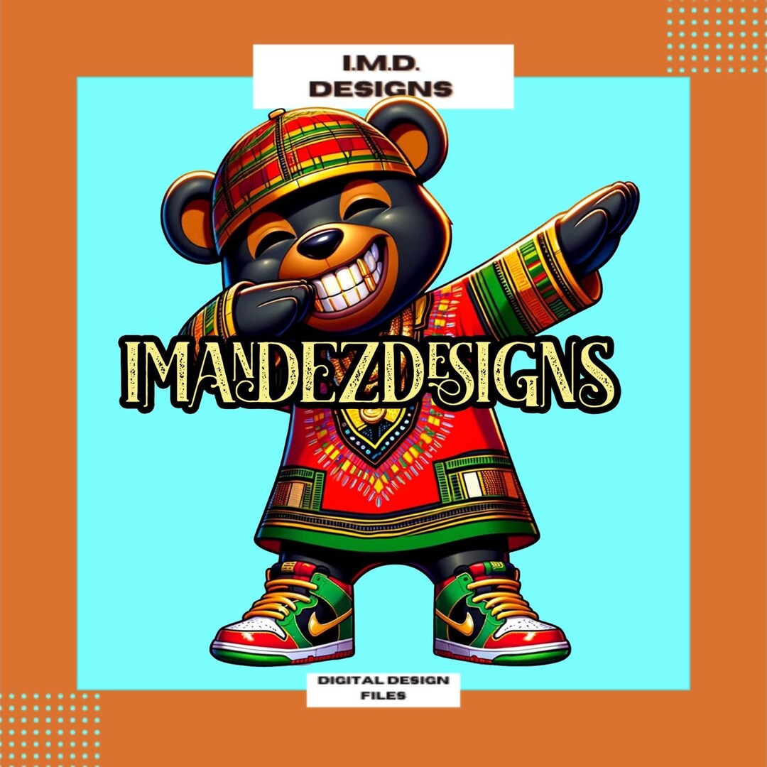 Juneteenth Clipart, Dabbing Juneteenth Bear Clipart, Instant Download ...