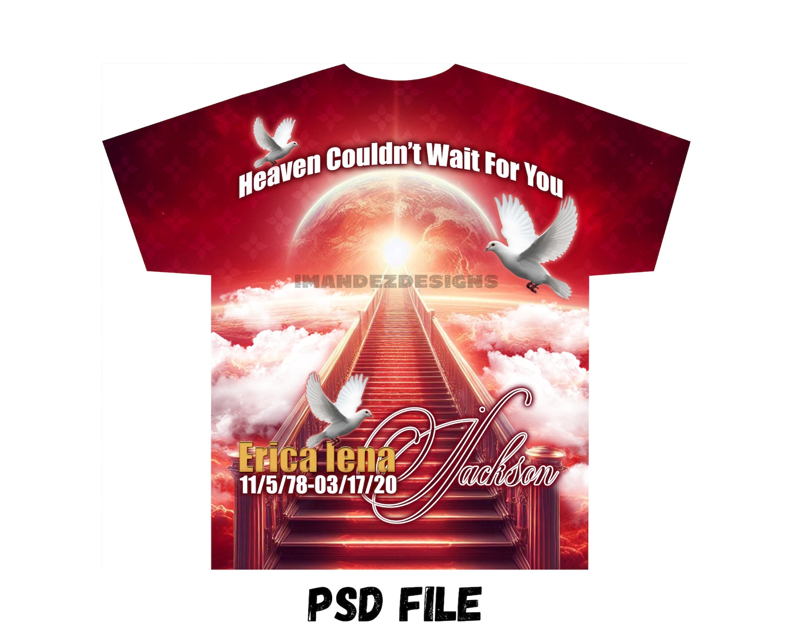 PHOTOSHOP Rip Template, Memorial Template Psd, Stairway to Heaven ...