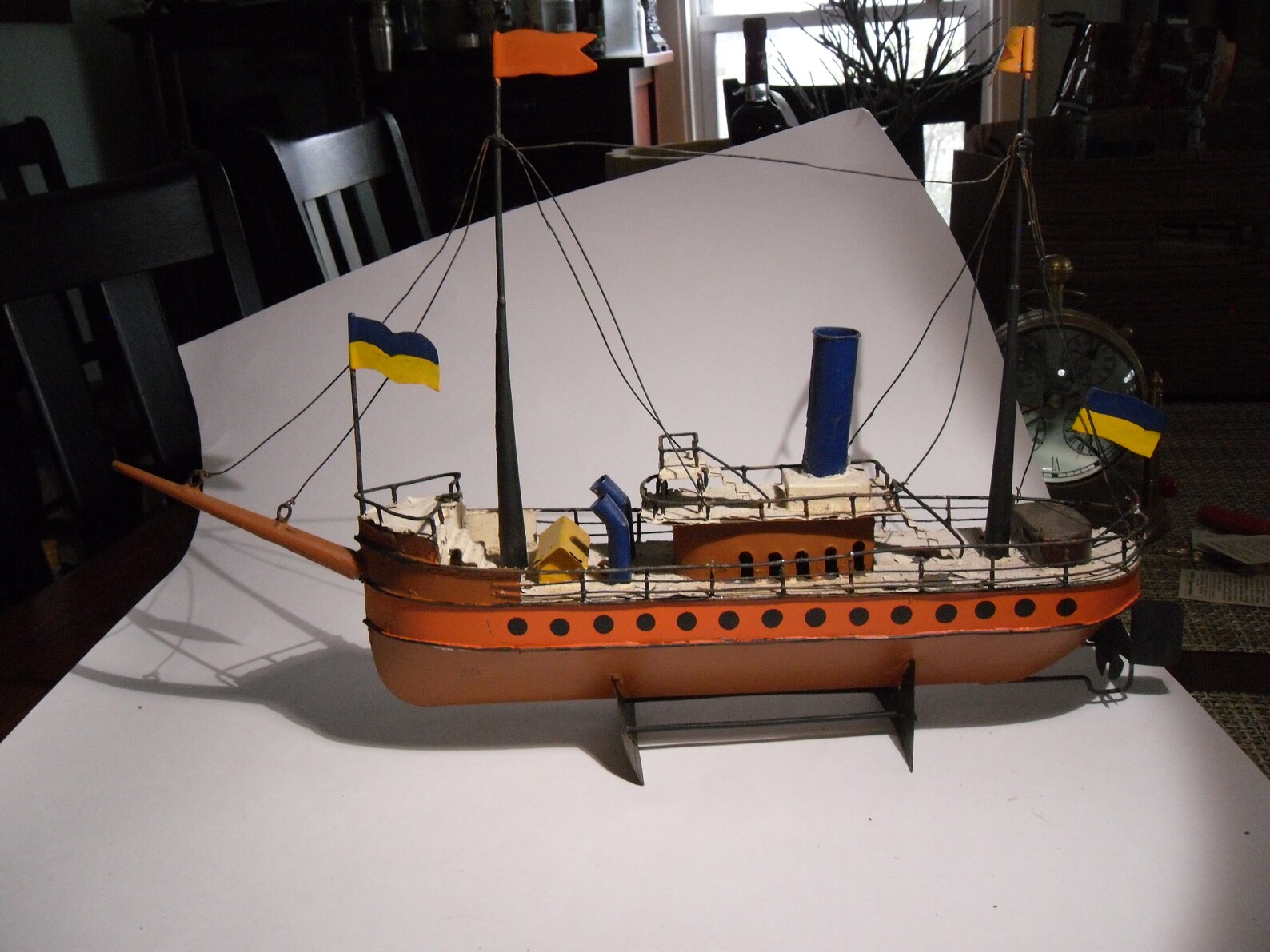 Vintage Metal Steam Ship Model-colorful, Authentic Folk Art C.1940's - Etsy