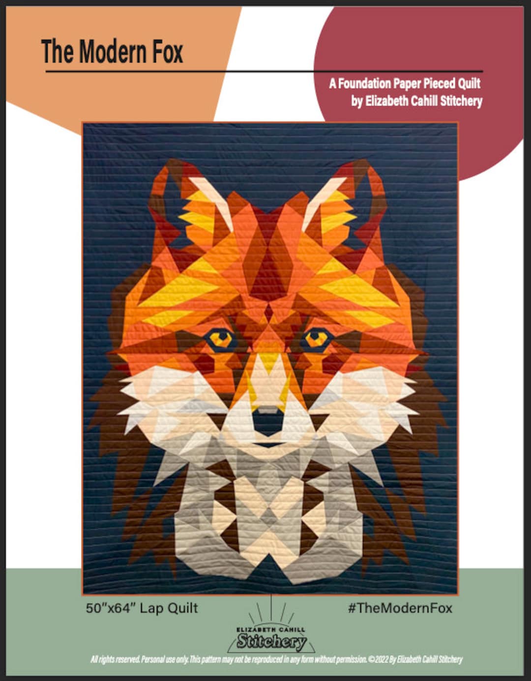 The Modern Fox, A Foundation Paper Pieced Quilt Pattern (PDF ONLY) - Etsy