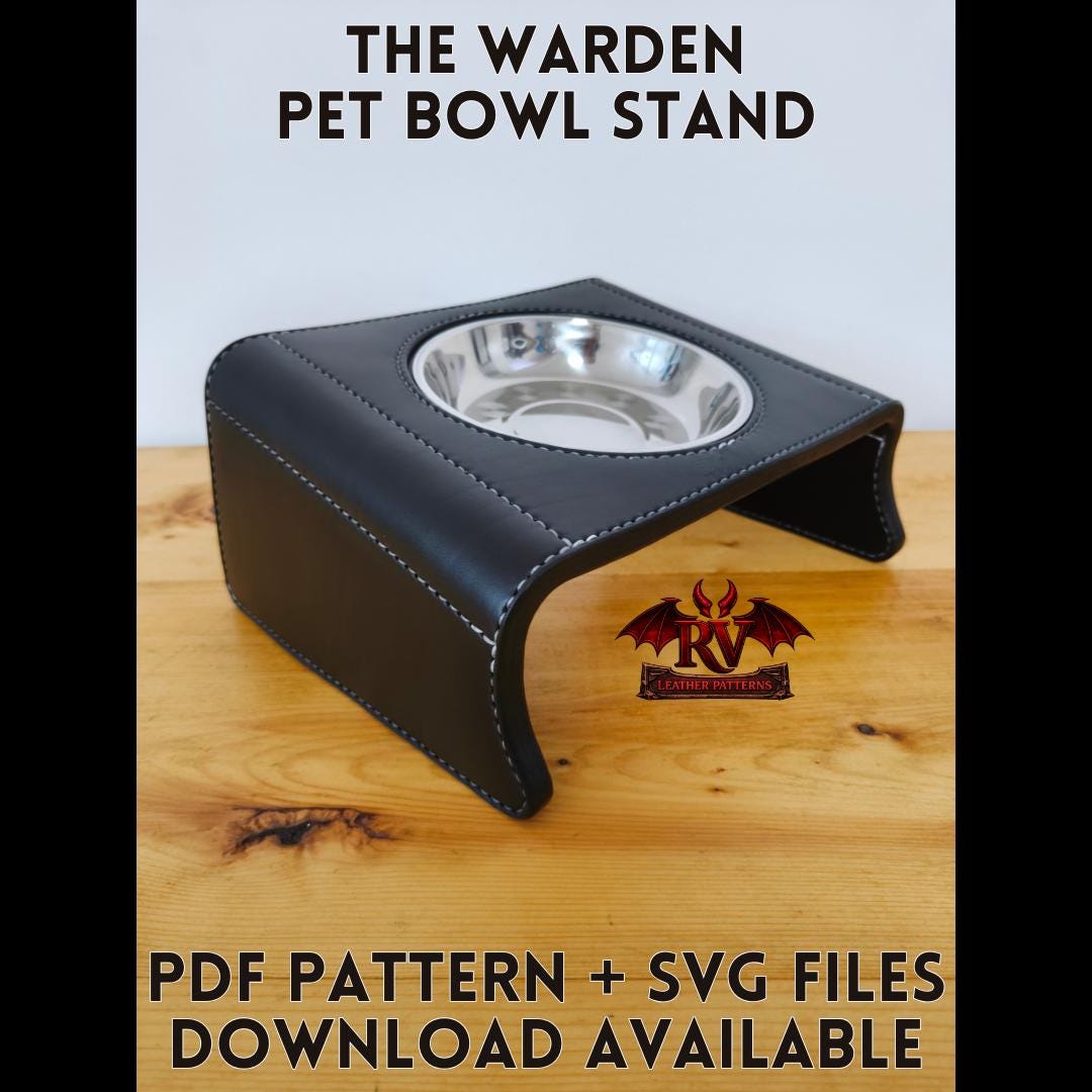 The Warden Pet Bowl Stand – Elevated Cat Bowl Leather PDF & SVG Files ...