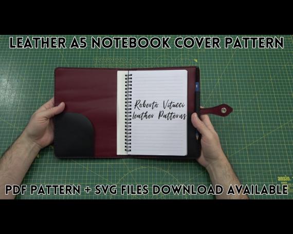 Leather A5 Notebook Cover Pattern PDF - SVG | DIY Leather Journal Cover ...