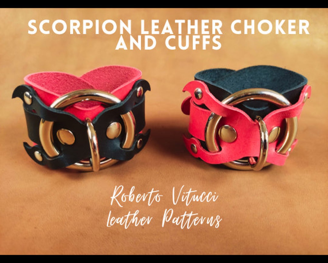 Scorpion Leather Choker & Cuffs | Customizable | BDSM Elegant and Sexy ...