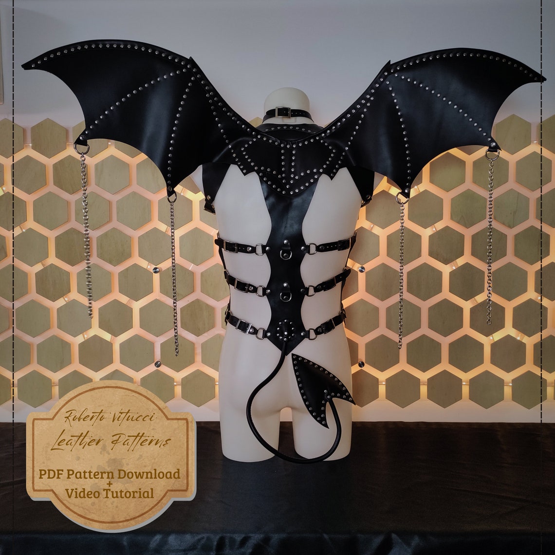 Incubus Leather Harness With Demon Wings and Tail Pattern - Etsy