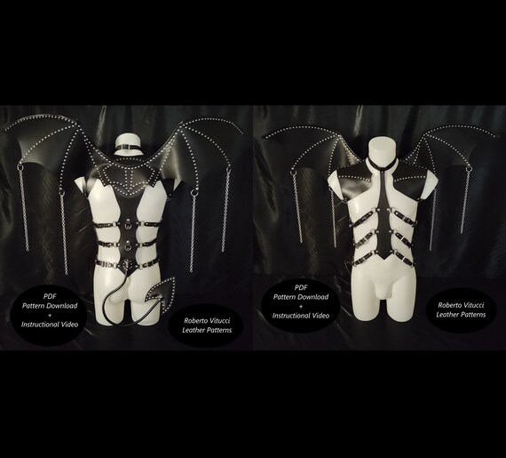 Incubus Leather Harness With Demon Wings and Tail Pattern - Etsy