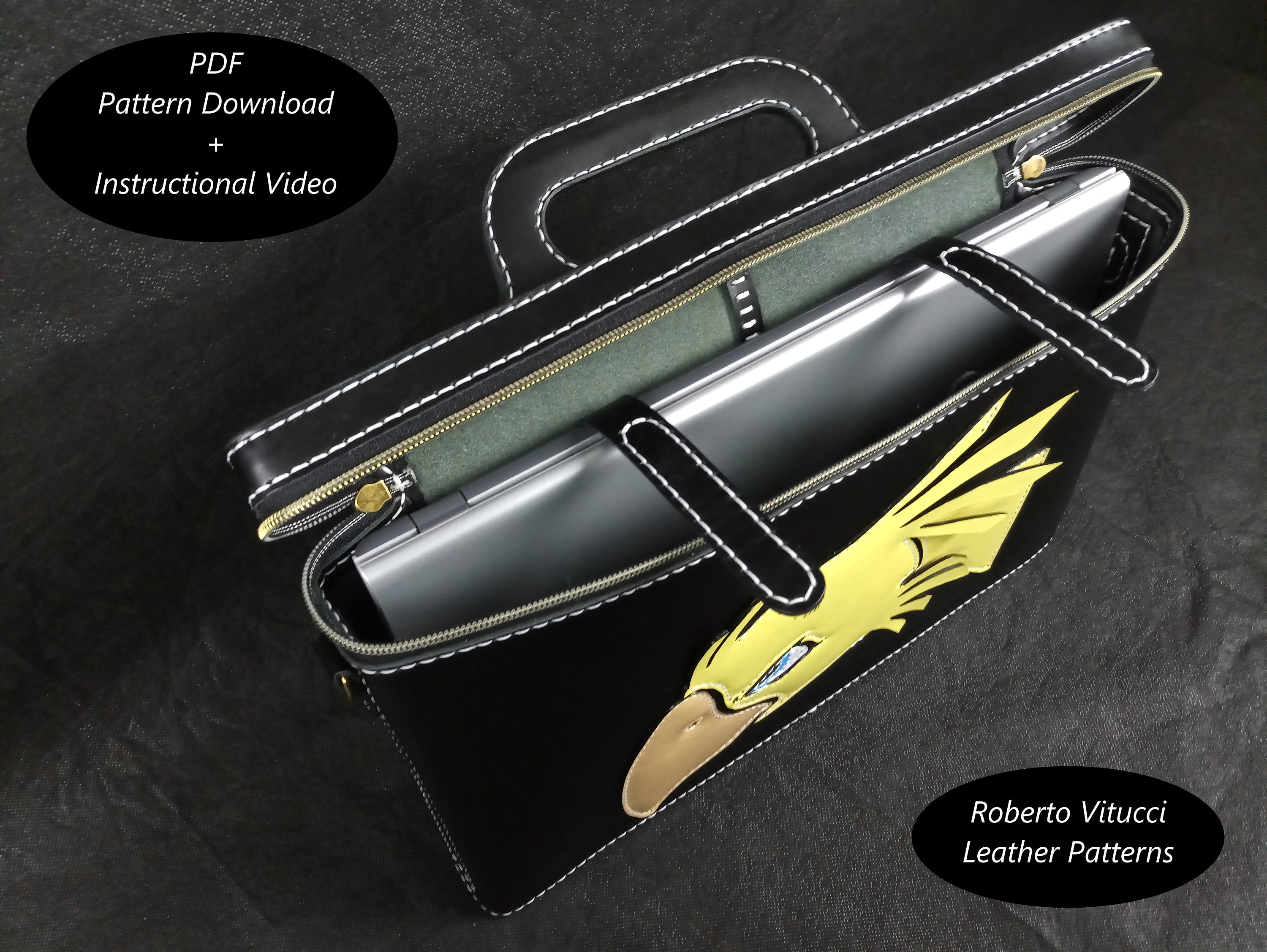 Leather Laptop Bag Multi Size Pattern Instructional Video - Etsy