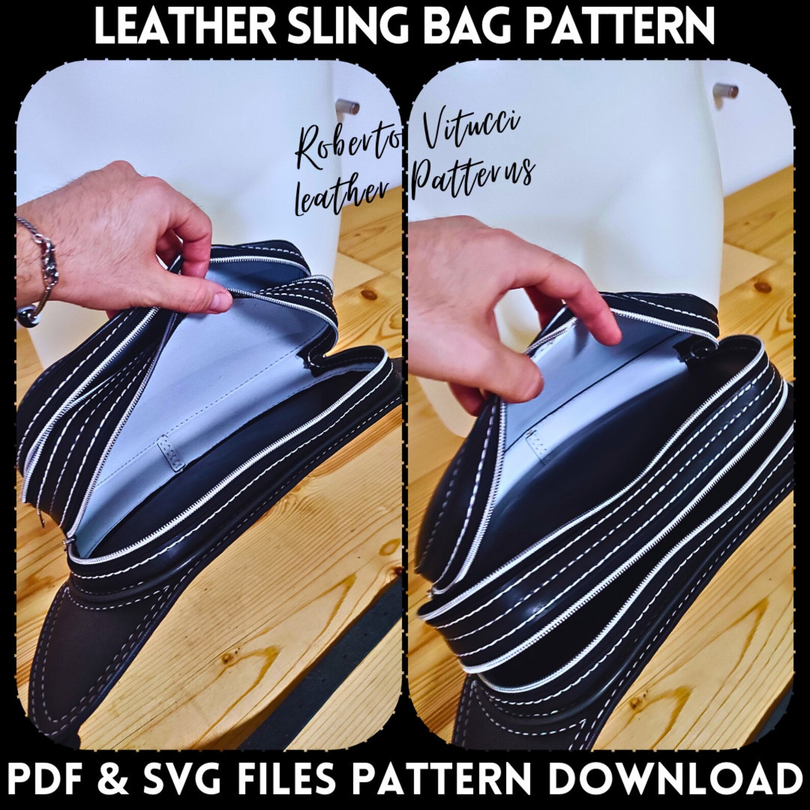 Leather Sling Bag Pattern PDF - SVG + Tutorial Video | Crossbody Sling ...
