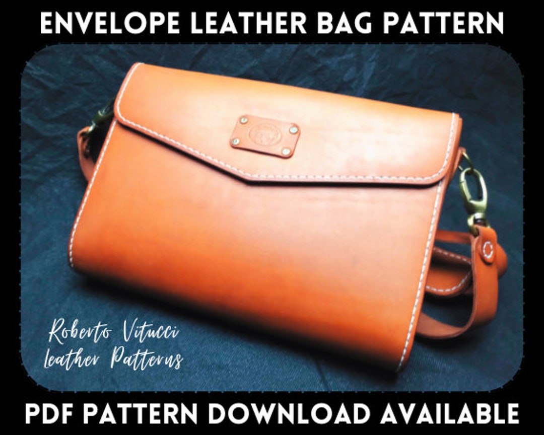 Envelope Leather Bag Pattern PDF + Tutorial Video | 2 Sizes Leather Bag ...