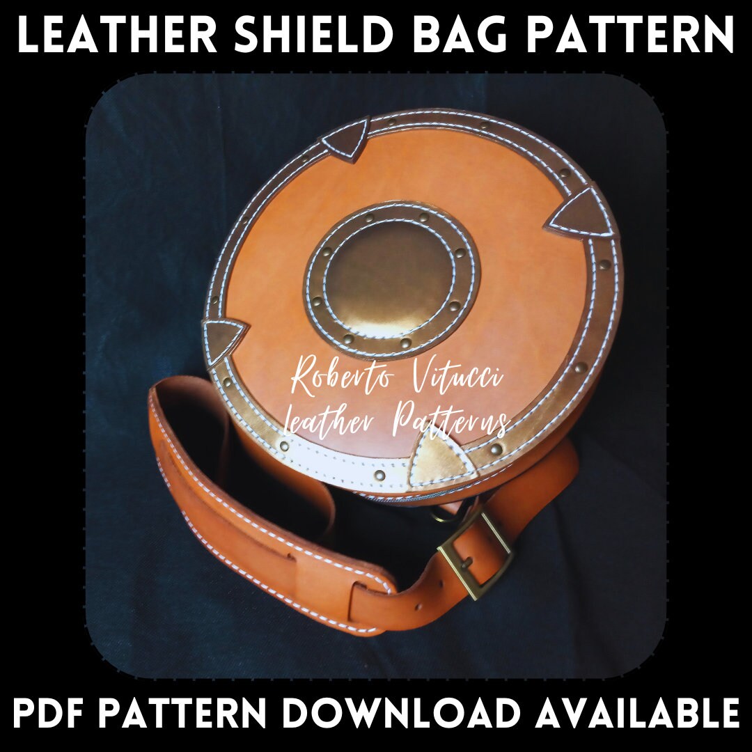 Round Leather Shield Bag Pattern PDF + Tutorial Video | 2 Sizes Round ...