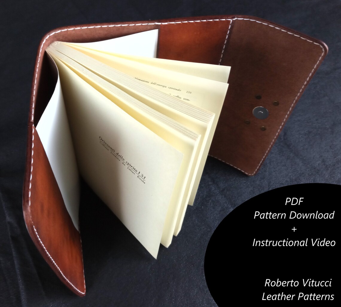 Leather Book Cover Pattern PDF + Tutorial Video | Notebook Journal ...
