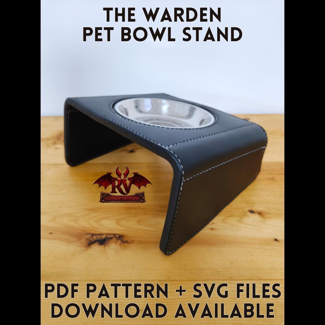 The Warden Pet Bowl Stand – Elevated Cat Bowl Leather PDF & SVG Files ...