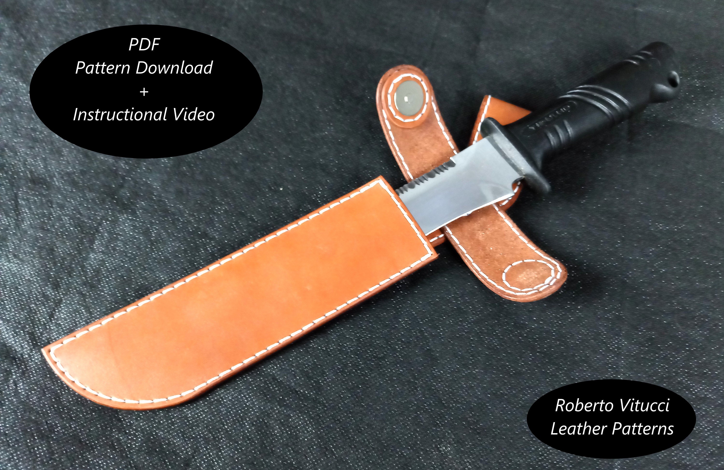 Leather Knife Sheath Pattern PDF + Tutorial Video | Multi Size Knife ...