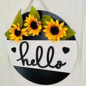 Hello Sunflower Front Door Decor - Etsy