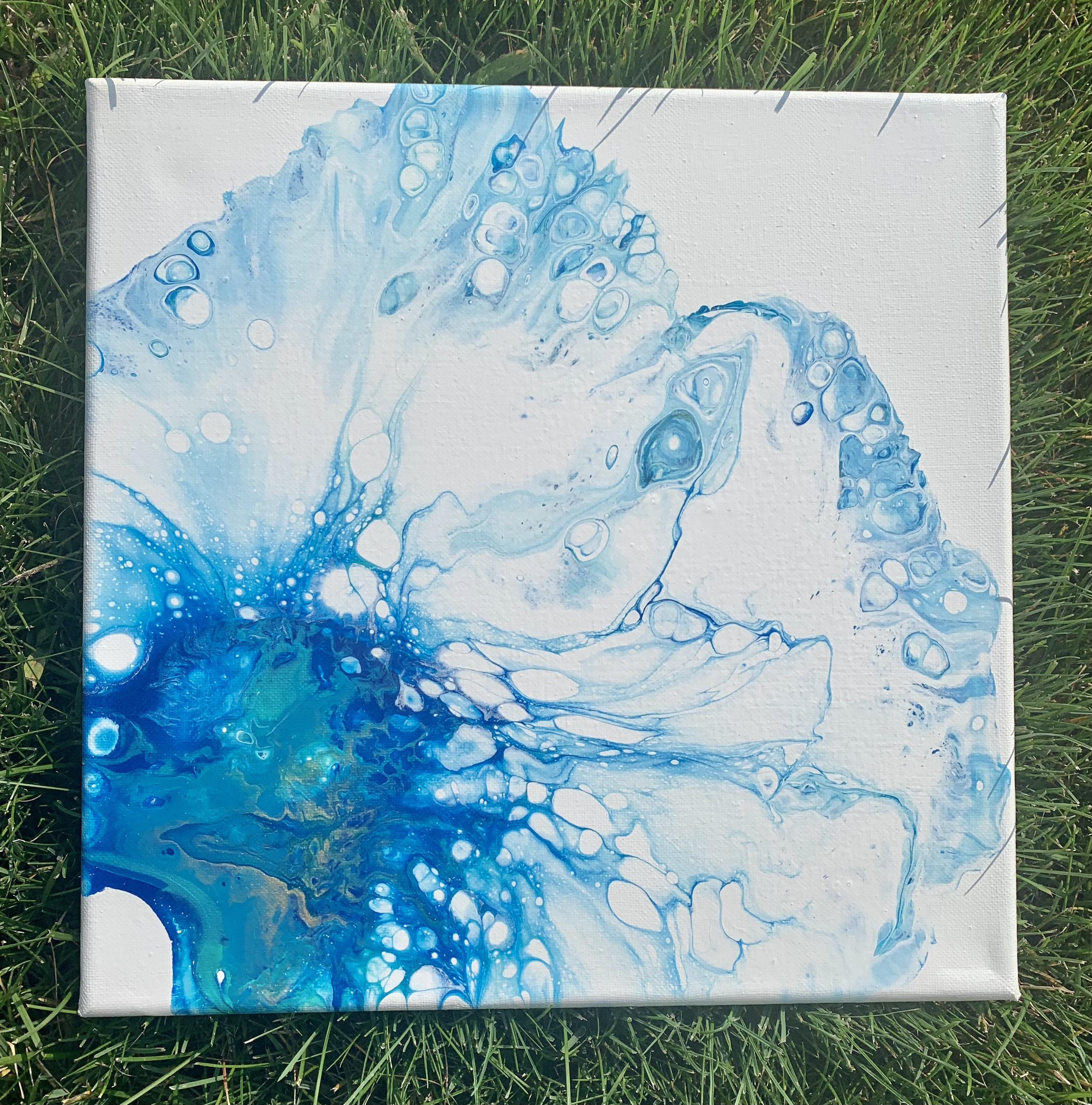 Original Blue Flower in Bloom Acrylic Painting - Etsy UK