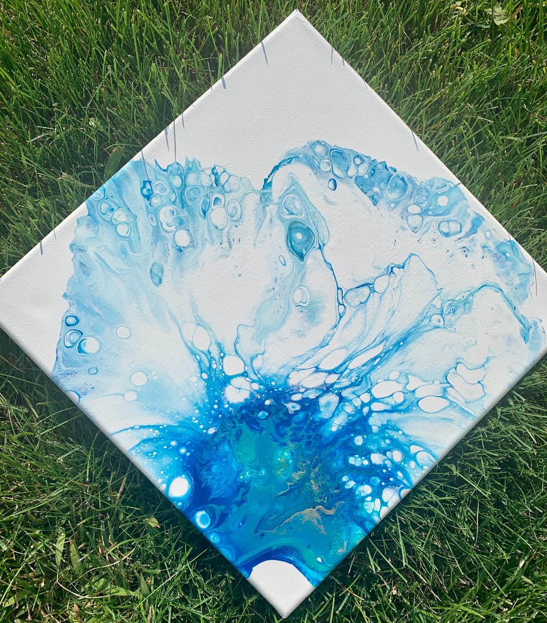 Original Blue Flower in Bloom Acrylic Painting - Etsy