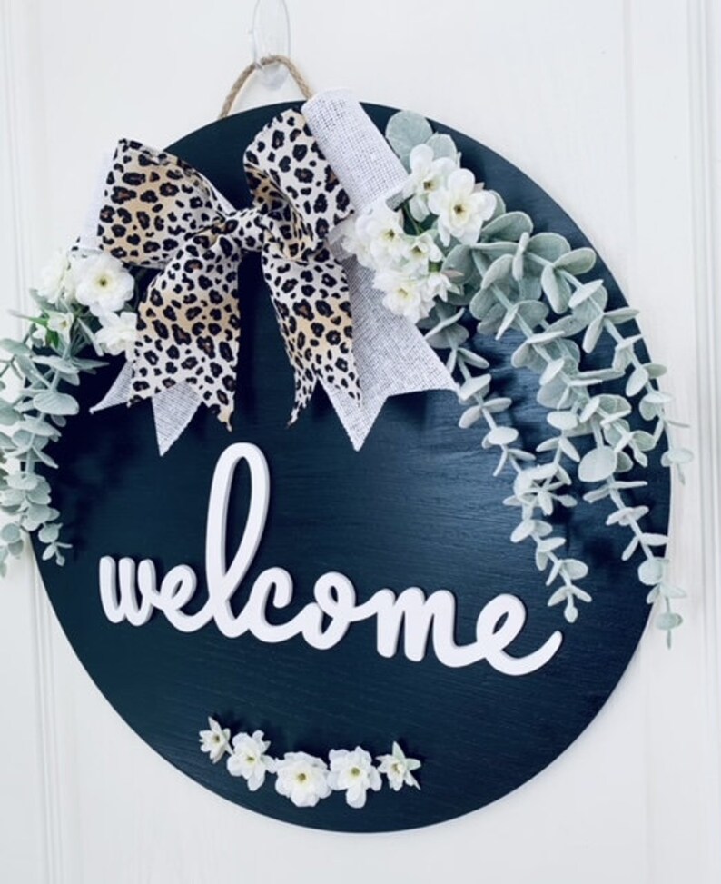 Welcome Leopard Print Front Door Decor - Etsy