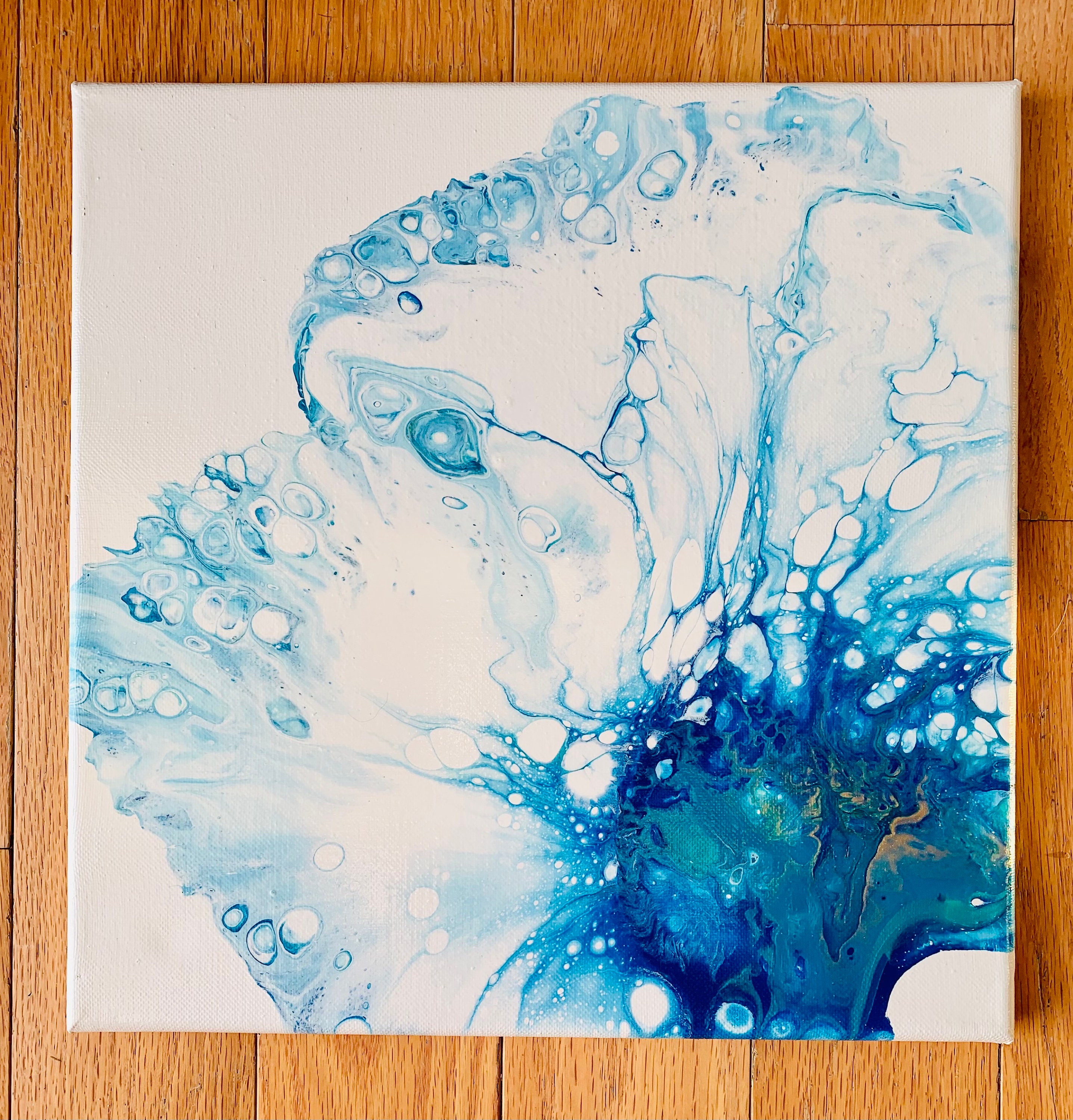 Original Blue Flower in Bloom Acrylic Painting - Etsy UK