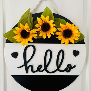 Hello Sunflower Front Door Decor - Etsy