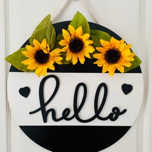 Hello Sunflower Front Door Decor - Etsy