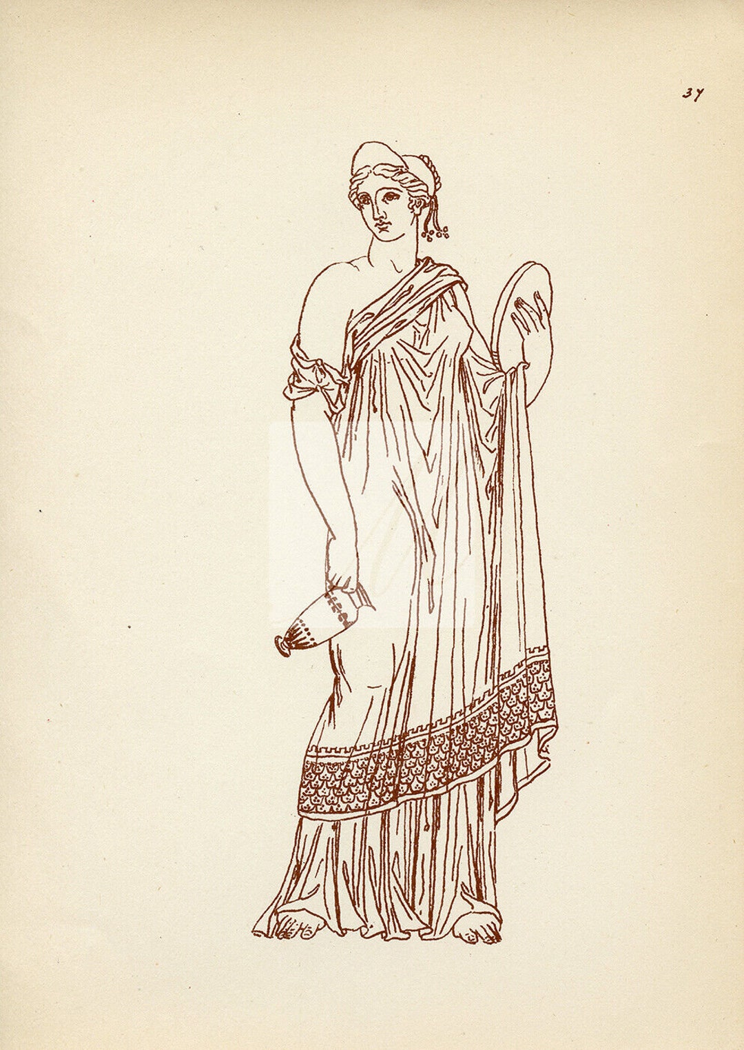 ANCIENT Greek Female Costume 1883 Vintage Print I780 - Etsy