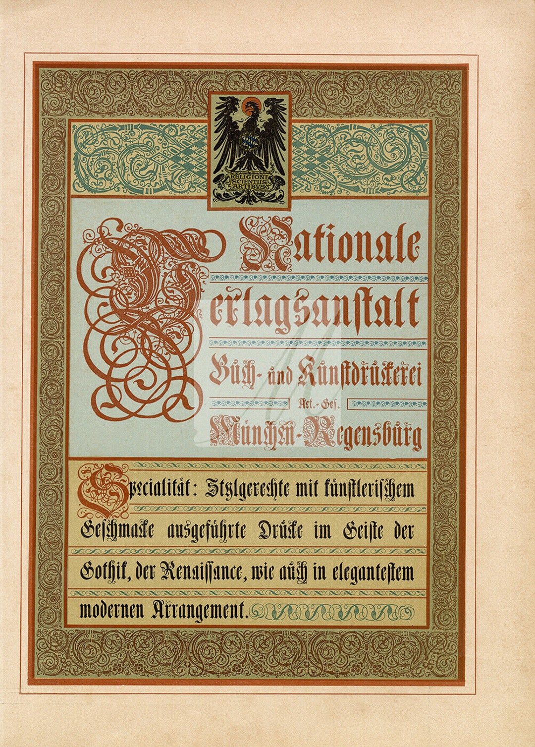 Late 1800s German Black Letter Typography, Decorative Antique Print ...