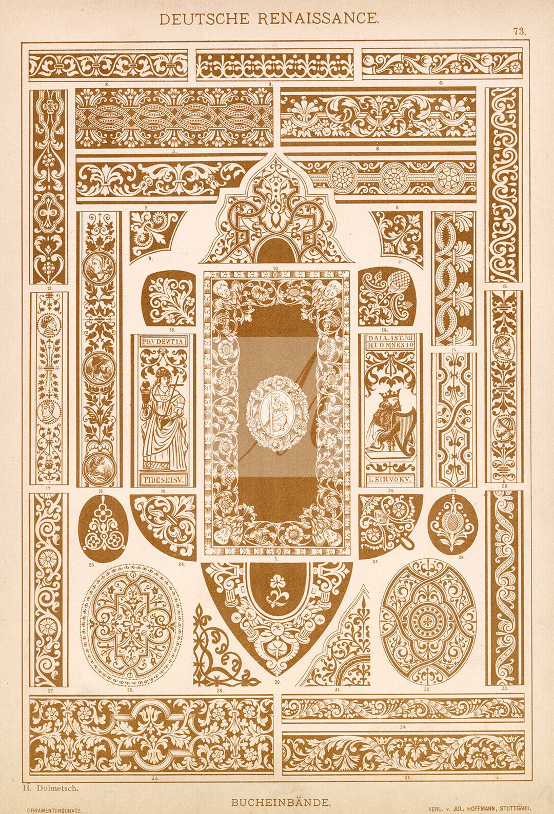 Dutch Renaissance Book Cover Art by H. Dolmetsch, Ornamental Designs A712 - Etsy