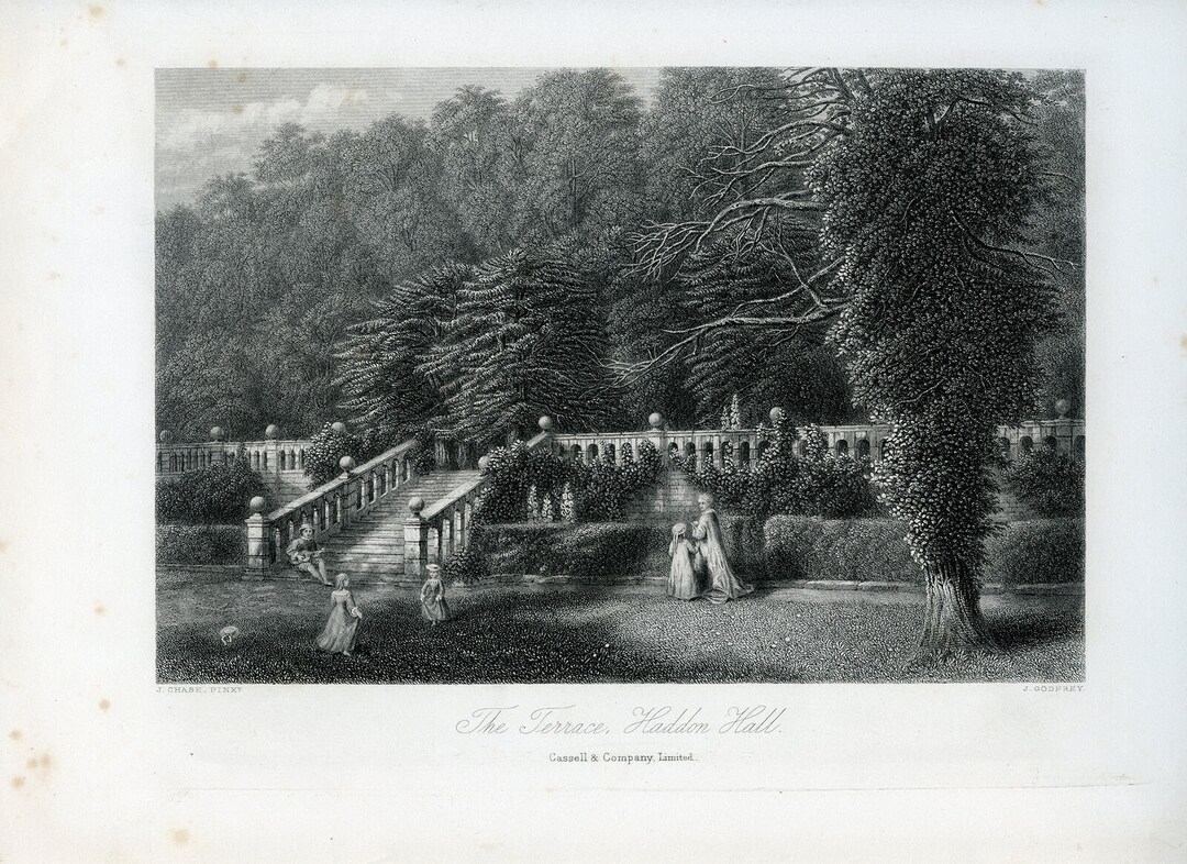 The Terrace Haddon Hall Vintage Engraving From 1876 K158 - Etsy